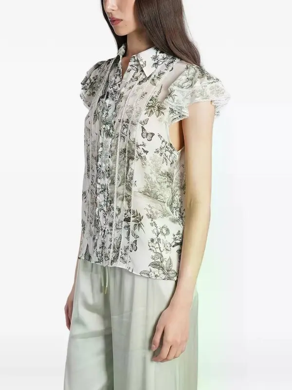 Alice + Olivia Floral-print Ruffled Blouse