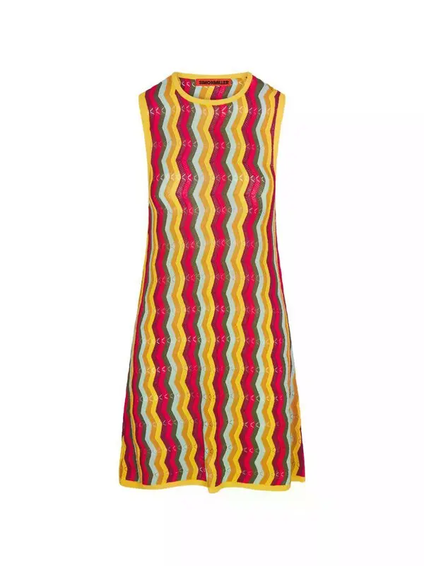 SIMONMILLER Hazel Zigzag-knit Sleeveless Mini Dress - Red
