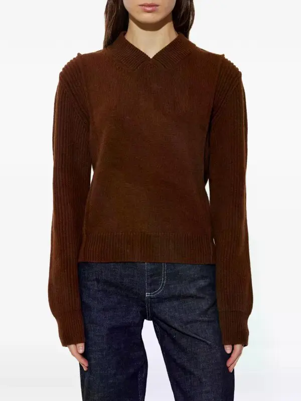 Marni Ribbed Knit V-neck Sweater