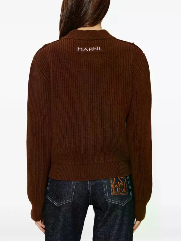Marni Ribbed Knit V-neck Sweater