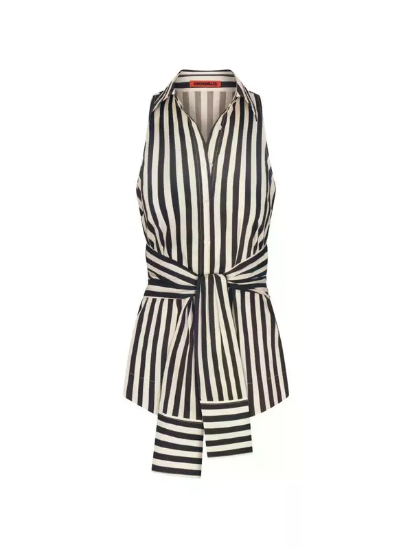 SIMONMILLER Inna Striped Sleeveless Shirt - Black