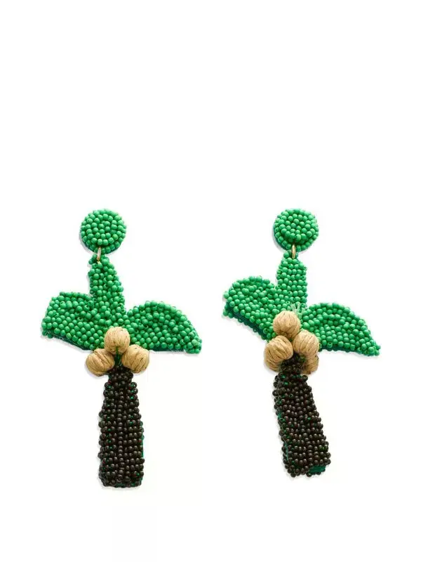 SIMONMILLER Bead-embellished Palm-tree Earrings - Green