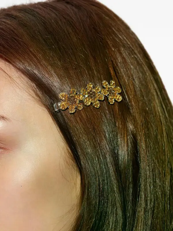 Marni Crystal-embellished Floral Hair Clip - Silver
