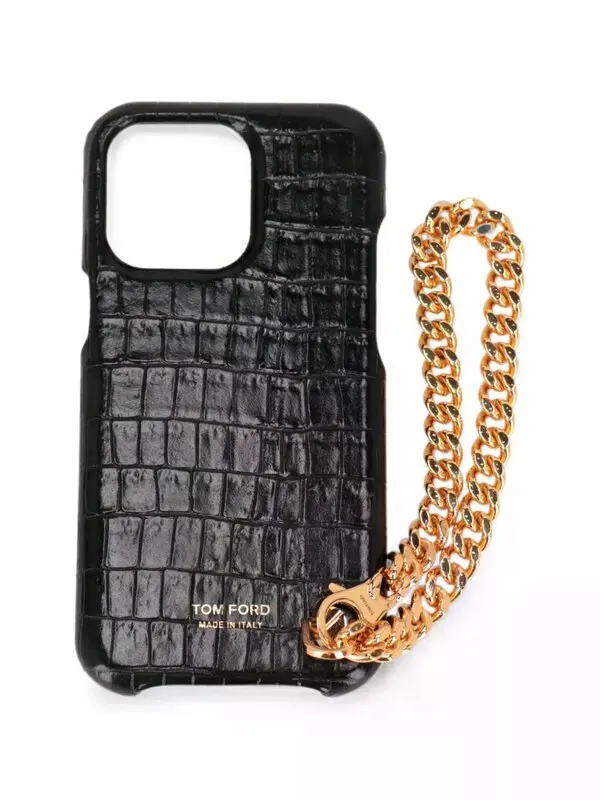 TOM FORD Croc-effect Chain-link Phone Case - Black