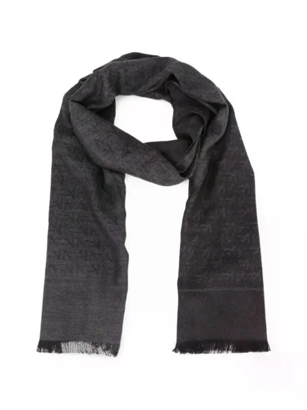 Isaia Monogram-pattern Frayed Scarf