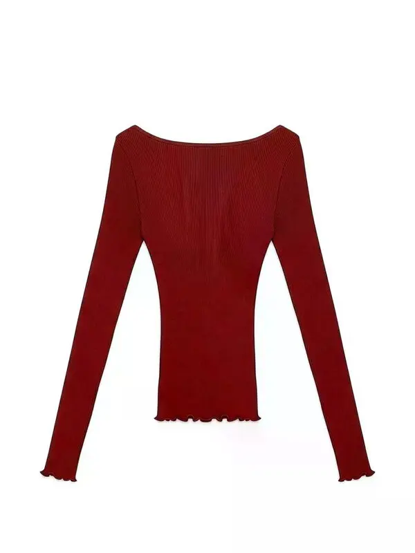 Saint Laurent Lace-trim Ribbed Knit Top