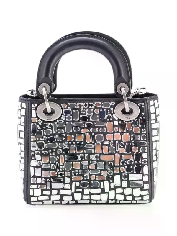 Dior Lady Chain Bag Leather And Mirror Mosaic Mini Shoulder Bag - Black