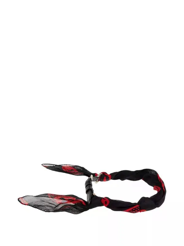 Alexander McQueen Skull Motif Silk-tie Leather Strap Bracelet