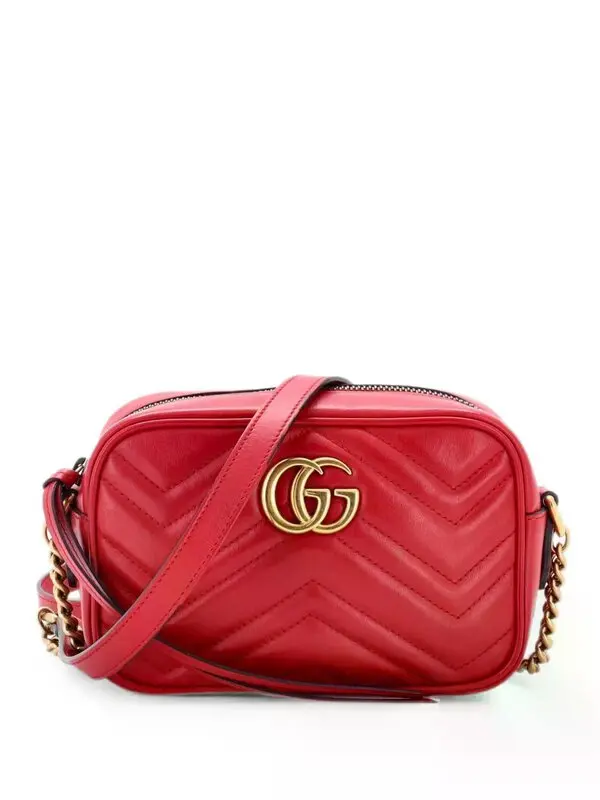 Gucci Matelassé Leather Mini Shoulder Bag - Red