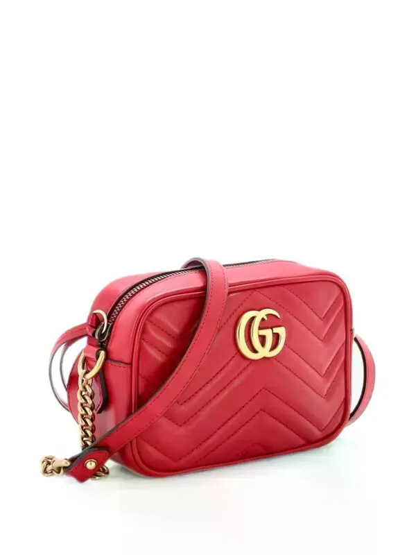 Gucci Matelassé Leather Mini Shoulder Bag - Red