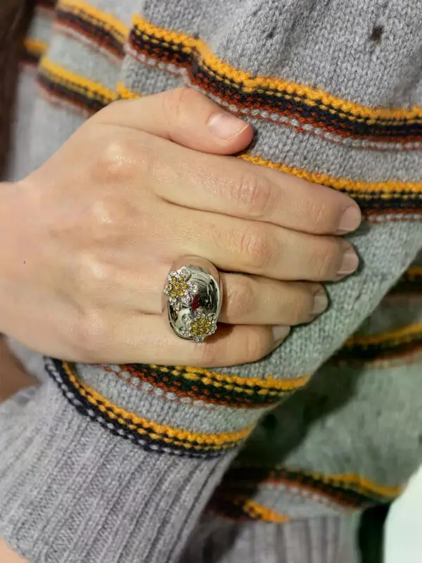 Marni Crystal-embellished Flower Ring