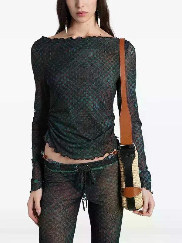 SIEDRES Checkered Ruched Top