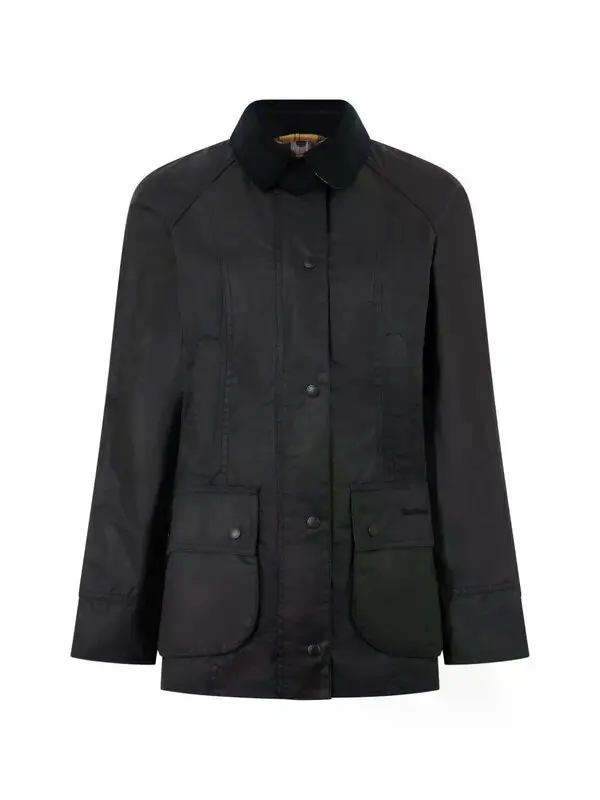 Barbour Beadnell Waxed Jacket With Corduroy Collar - Blue