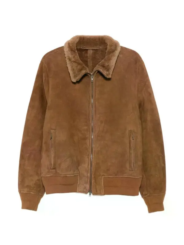 SALVATORE SANTORO Shearling-collar Suede Jacket - Brown