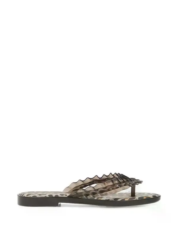 Melissa Ruffled Leopard-print Flip Flops