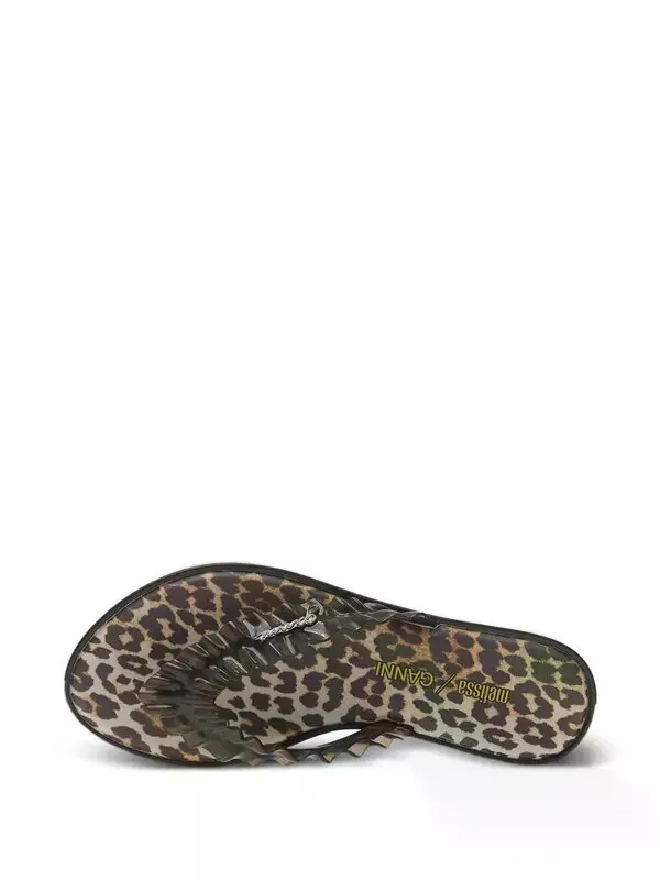 Melissa Ruffled Leopard-print Flip Flops