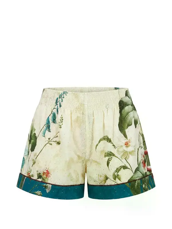 F.R.S FOR RESTLESS SLEEPERS Floral Broderie-anglaise Shorts - Neutrals