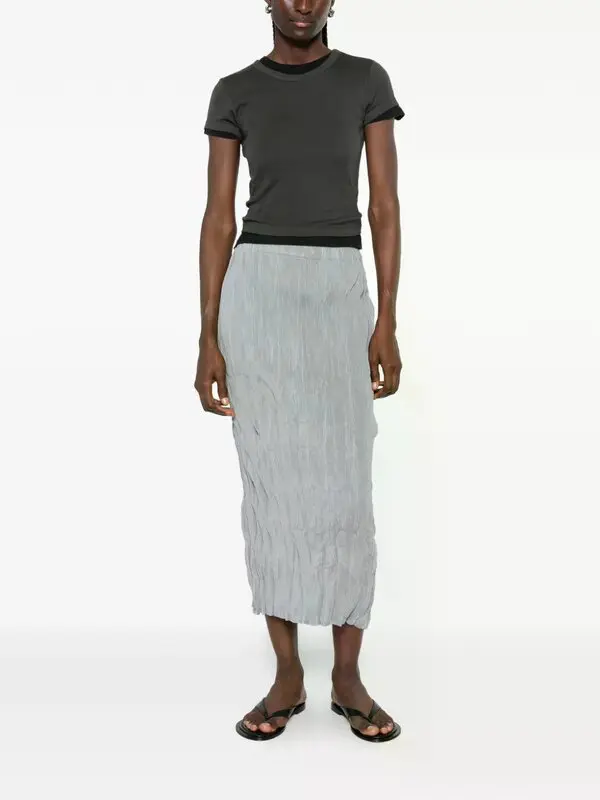 GONGDID DESIGN Plissé Elasticated Waist Midi Skirt