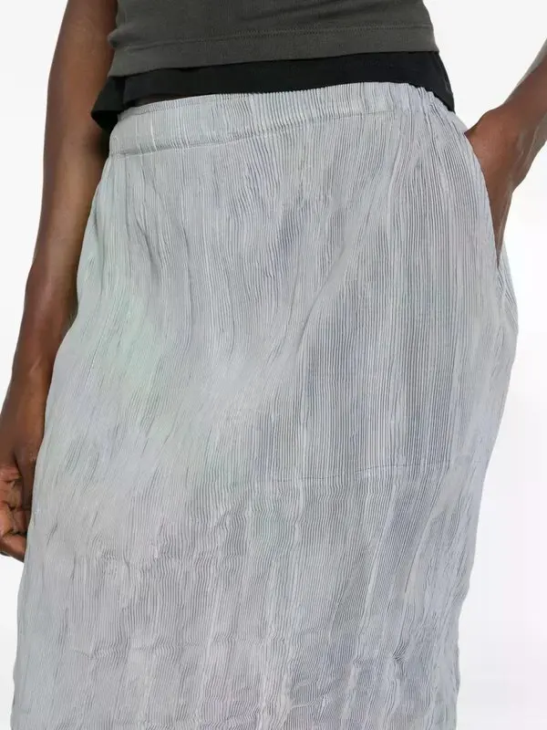 GONGDID DESIGN Plissé Elasticated Waist Midi Skirt