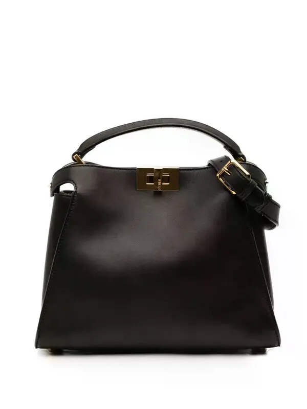 Fendi Medium Leather Peekaboo Iconic Essentially Satchel - Black