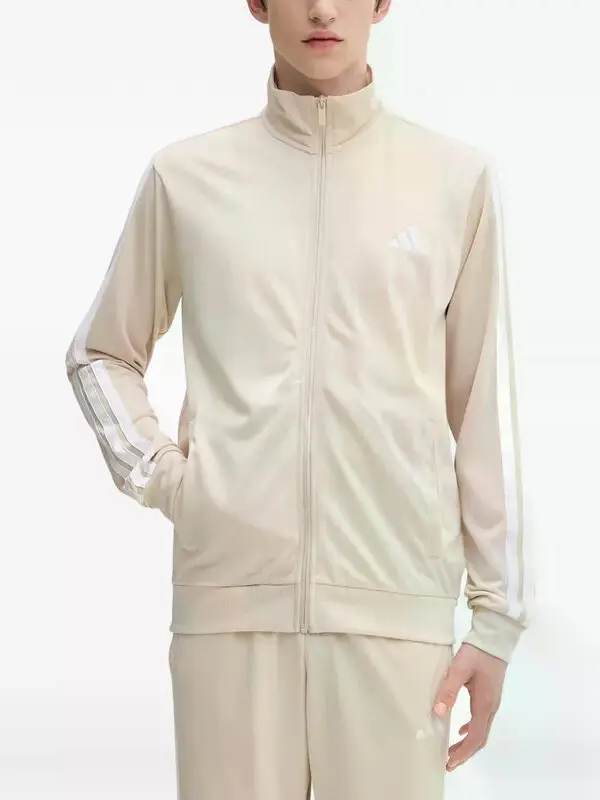 Adidas Side-stripe Zip-up Sweater - Neutrals