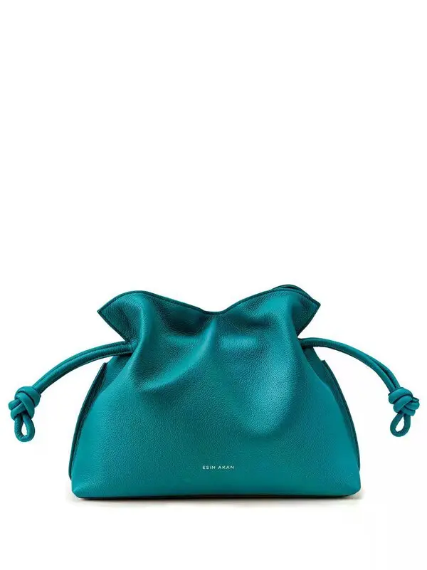 ESIN AKAN Midi Emma Grain Leather Cross Body Bag - Green