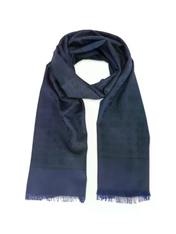 Isaia Monogram-print Frayed Scarf