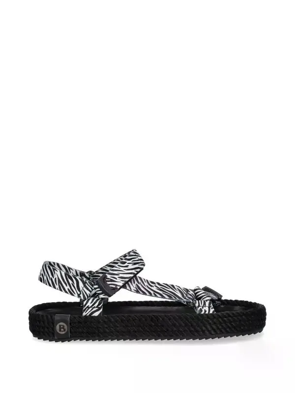 BOHONOMAD Miami Zebra-print Rope Sandals - Black