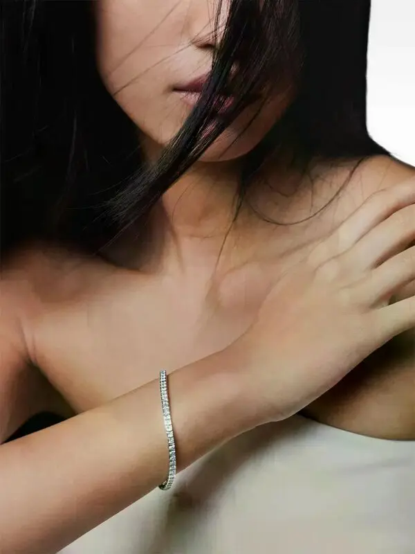 LOEV 18kt Recycled White Gold Tennis Bracelet With Princess Cut Diamonds