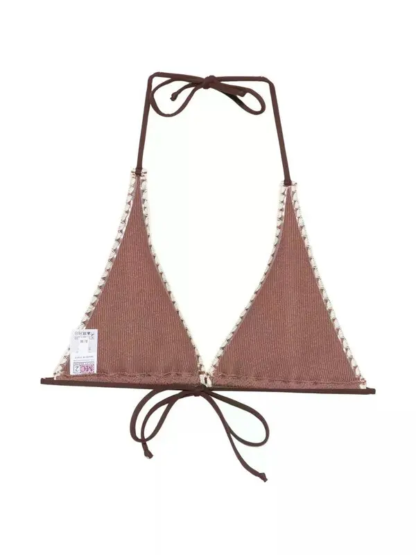 MC2 SAINT BARTH Guiana Crinkle Embroidered Bikini Top