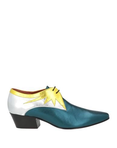 Missoni Calfskin Lace-up Shoes With Metallic Accents - Deep Teal
