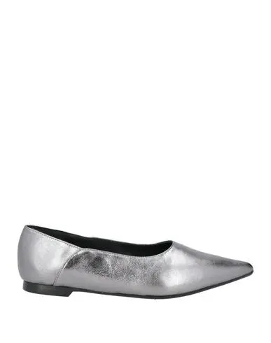 CastaÑer Metallic Leather Ballet Flats - Silver