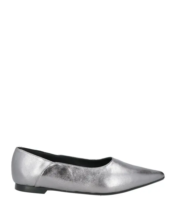 CastaÑer Metallic Leather Ballet Flats - Silver