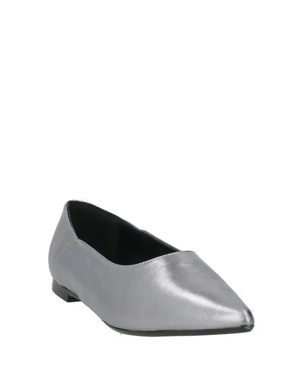 CastaÑer Metallic Leather Ballet Flats - Silver