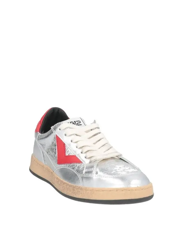 4B12 Low-top Distressed Metallic Leather Sneakers