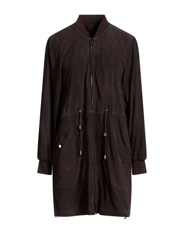 MOORER Dark Suede Zip-up Overcoat