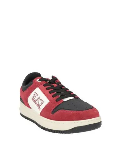 EA7 Sneakers Burgundy Size Cow Leather, Polyester