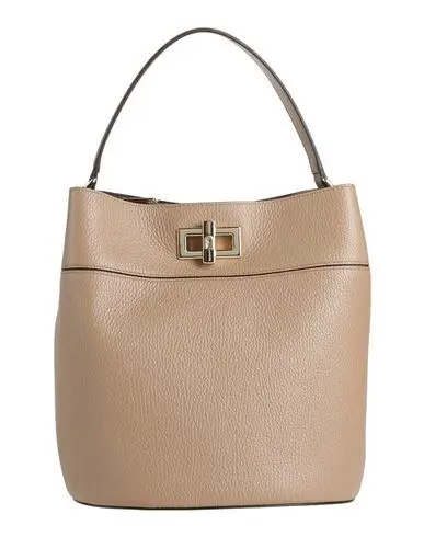 Furla Leather Bucket Bag With Twist-lock Fastening - Beige