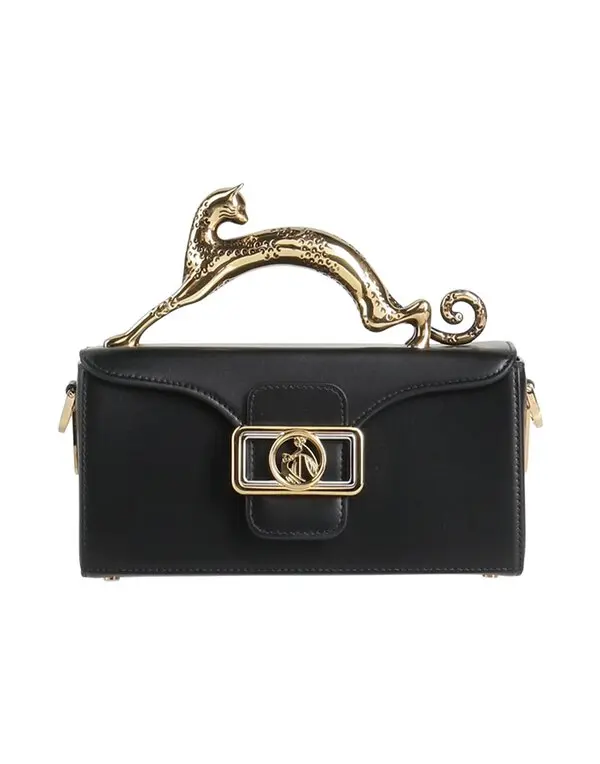 LANVIN Leather Minaudière Bag With Embellished Top Handle