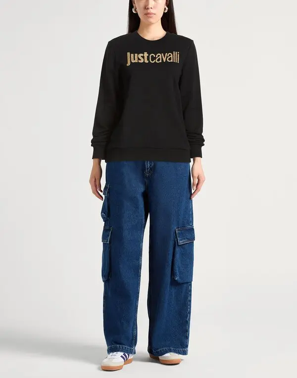 Just Cavalli Cotton Sweatshirt With Glittered Logo