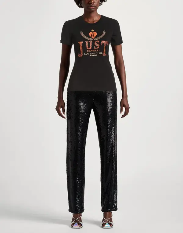Just Cavalli Cotton T-shirt With Logo Print