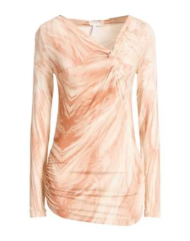 Byblos Viscose Lycra Long Sleeve V-neck Top - Blush