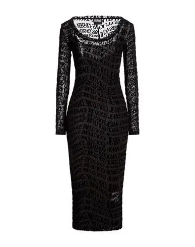 Versace Tulle Flocked Logo-print Midi Dress - Black