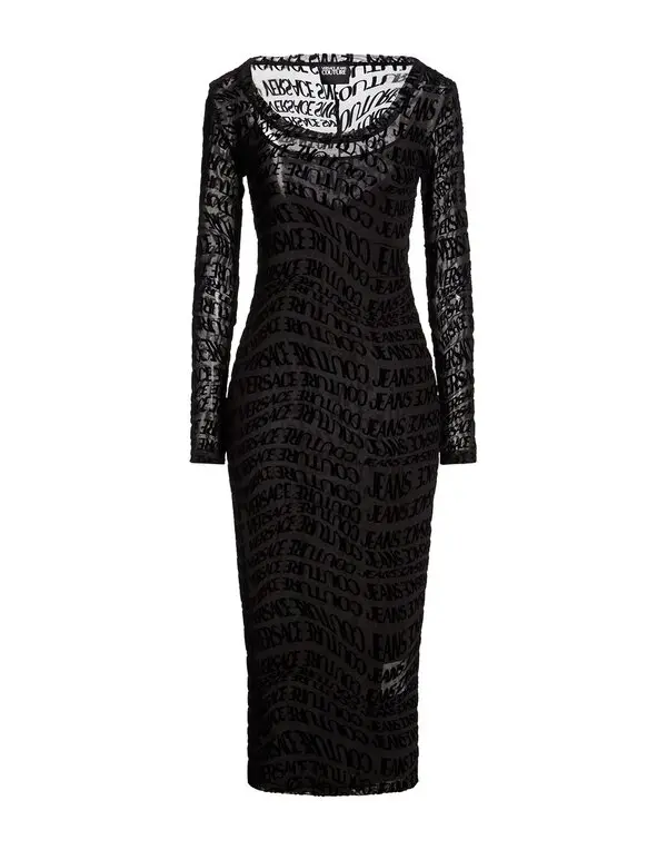 Versace Tulle Flocked Logo-print Midi Dress