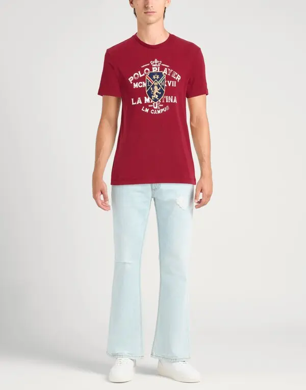 LA MARTINA T-shirt Burgundy Size Cotton, Elastane