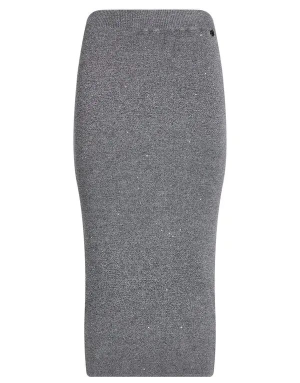 Dixie Knitted Midi Skirt With Glittered Appliqués - Grey