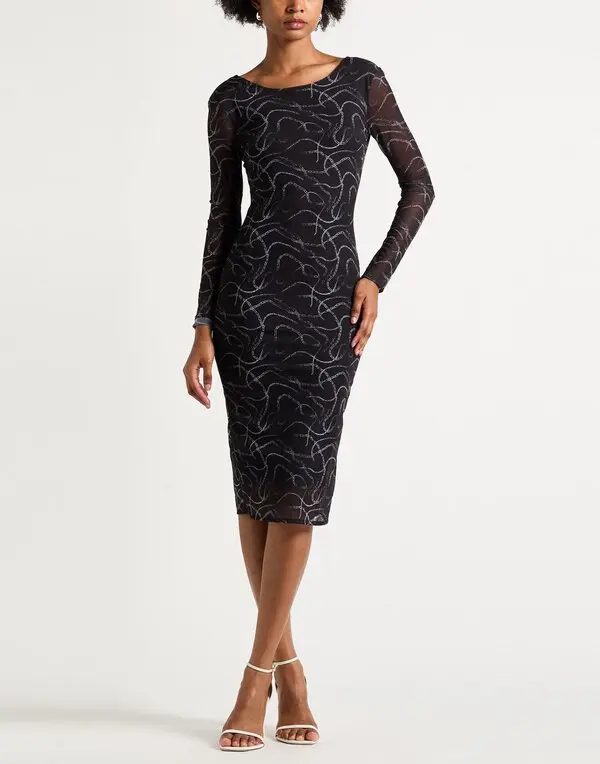 Karl Lagerfeld Midi Dress With Tulle And Long Sleeves