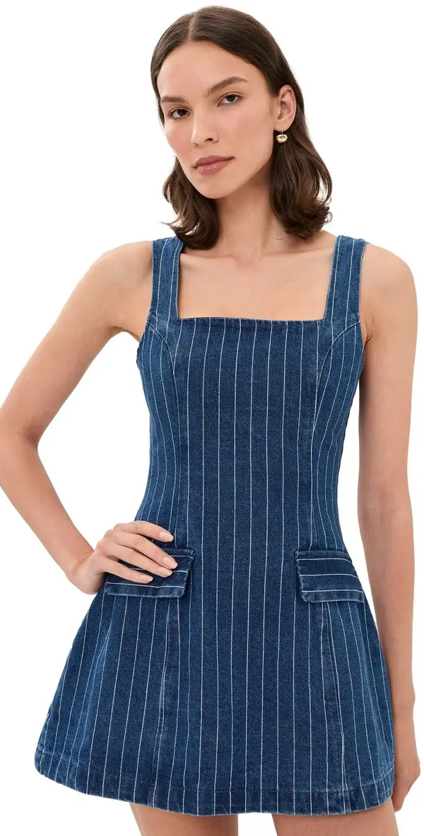 Line & Dot Monah Denim Mini Dress - Blue