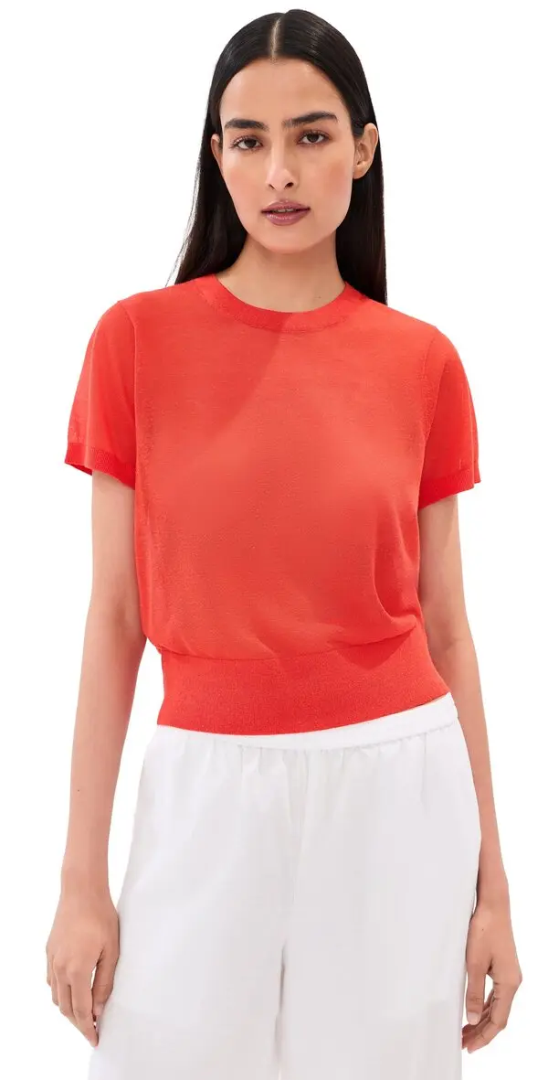 LE BOP Talia Ribbed Trim Tee - Flame