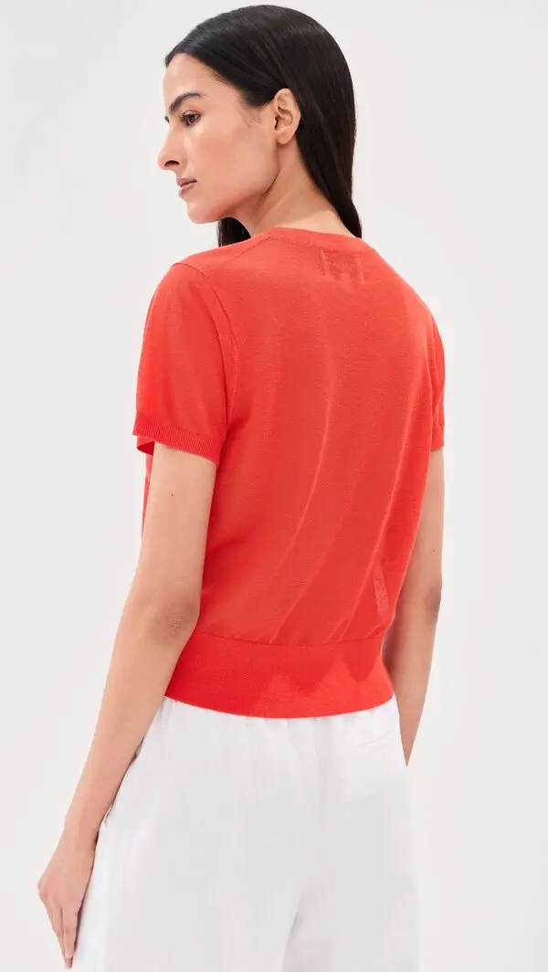 LE BOP Talia Ribbed Trim Tee - Flame